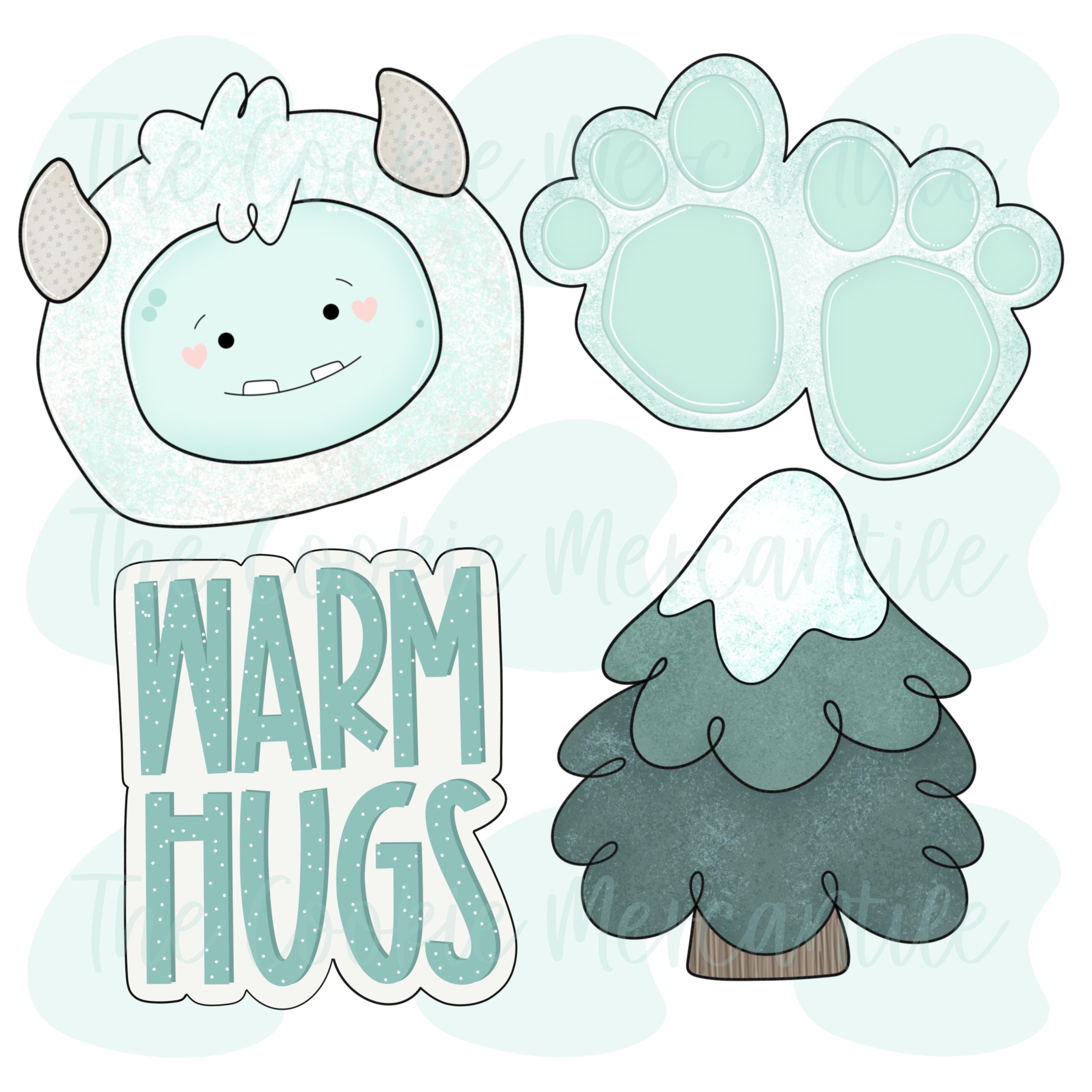 Warm Hugs Yeti Set - Cookie Cutters – The Cookie Mercantile